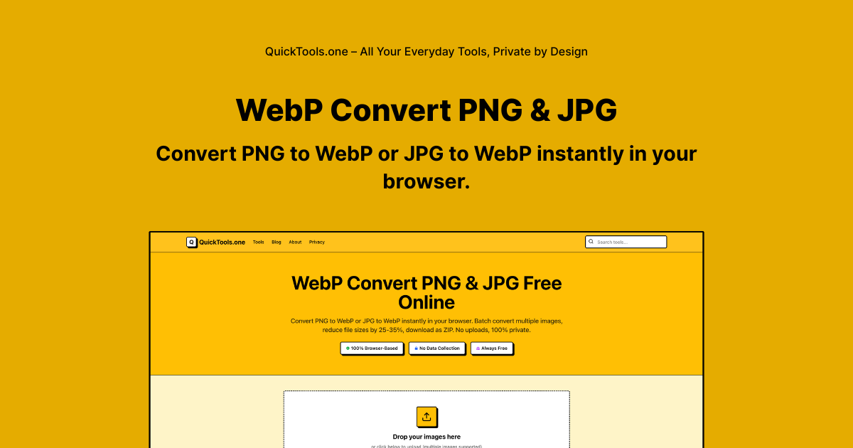 WebP Convert PNG & JPG Free Online | QuickTools.one