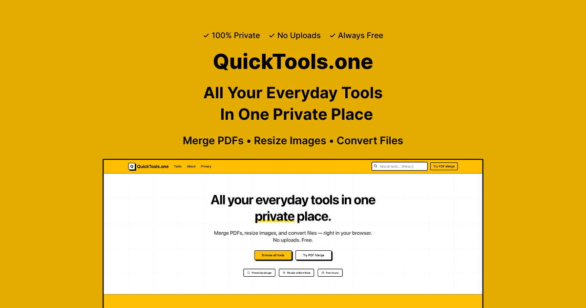 Free Online Tools – Private & Fast | QuickTools.one