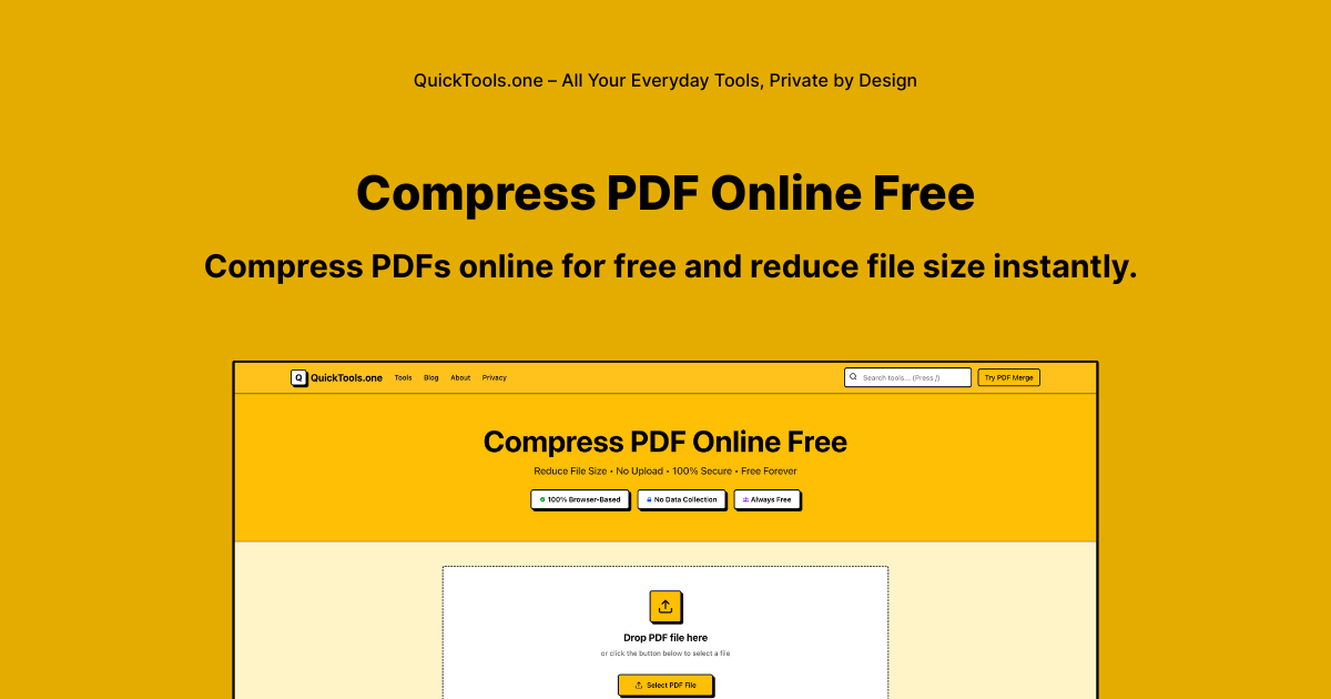 Compress PDF Online Free – Fast & Secure | QuickTools.one