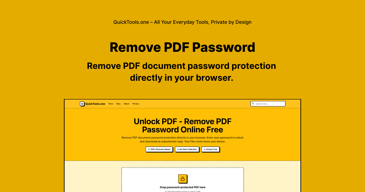 Unlock PDF - Remove PDF Password Online Free | QuickTools.one